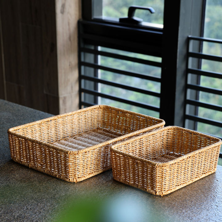 Kens European Style Desktop Storage Box Wicker Simulation Basket ...