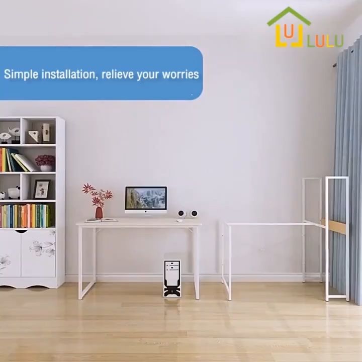 [COD]90/120cm Study Table with Book Shelf Desktop bookshelf Table Home ...