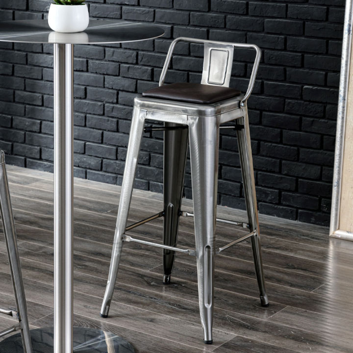 Iron Metal Bar Stool Stainless Steel Bar Stool Stackable Minimalist Bar ...
