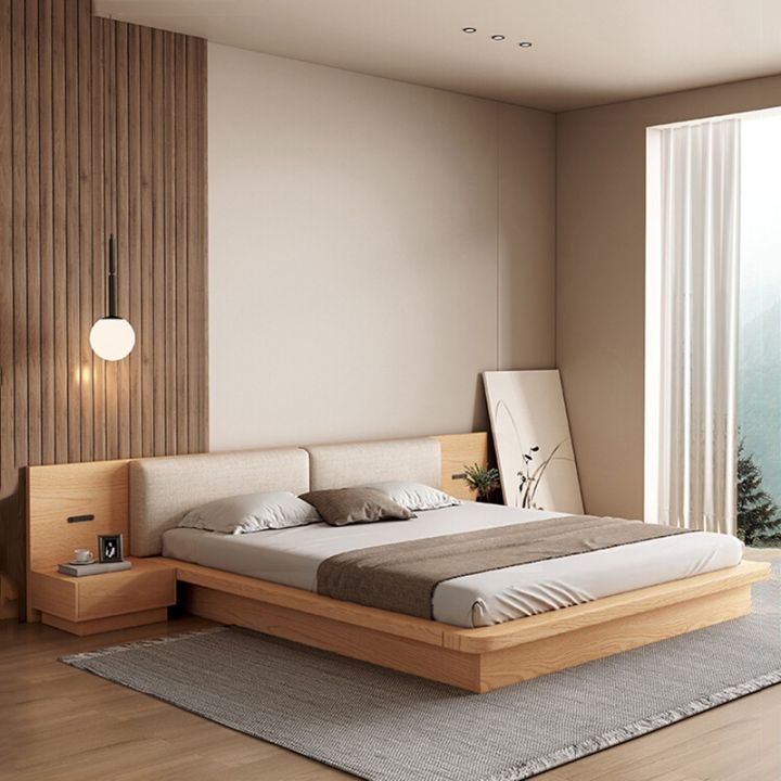 Japanese-Style Log Tatami Solid Wood Bed 1.8M Double High Box Storage ...