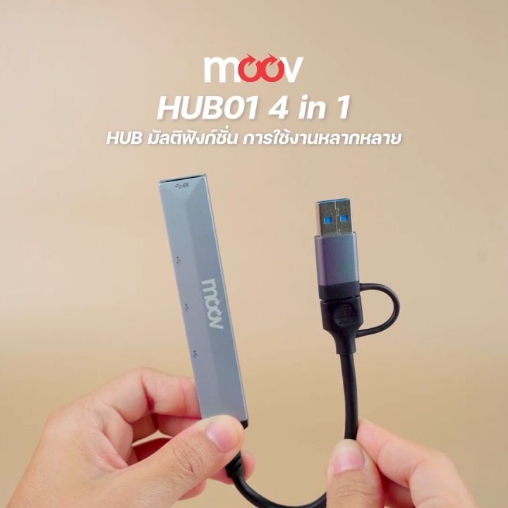 [คูปองใต้สินค้า] Moov 2 in 1 USB & Type C Hub ฮับ 4 พอร์ต ตัวเพิ่มช่อง ...