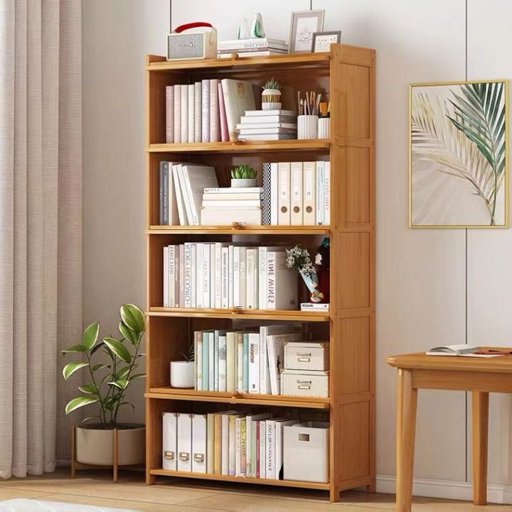 6 Layer Book Shelf Organizer Wooden Bookcase with Door Book Cabinet ...