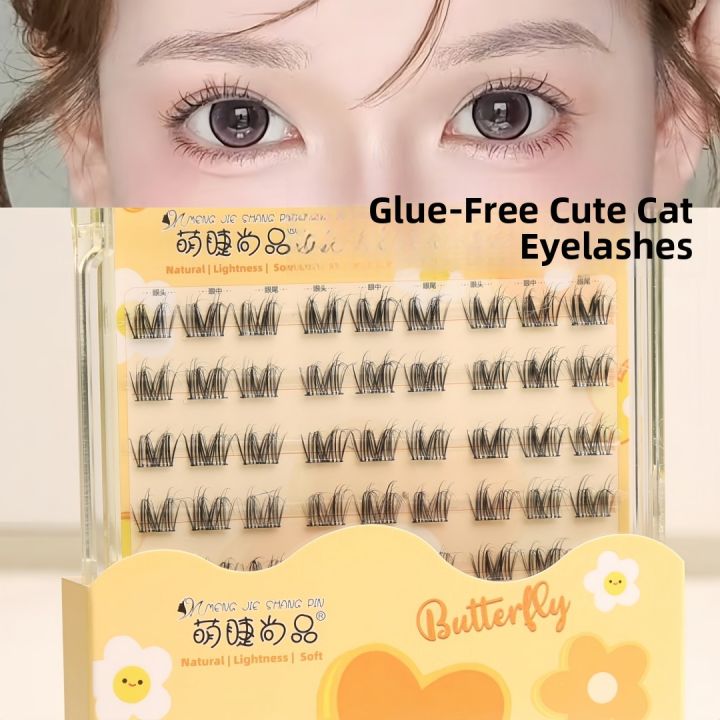 Natural Looking Cat Eyelashes No Glue Required Self Adhesive Beginner ...