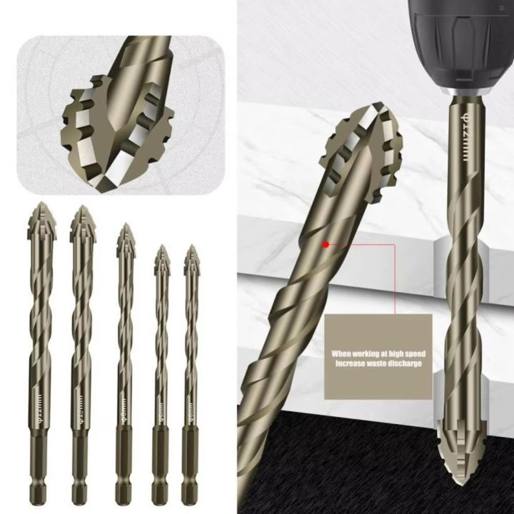 Four-Edged Serrated Eccentric Drill Bit Set High Hardness Hexagonal ...