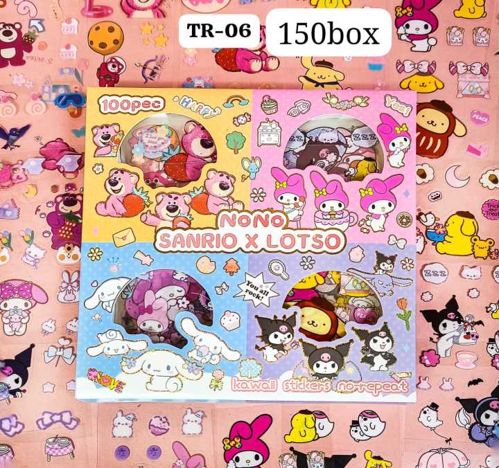 STICKER SANRIO 1 BOX ISI 100 / STICKER KUROMI ISI 100 / STICKER MOMO ...