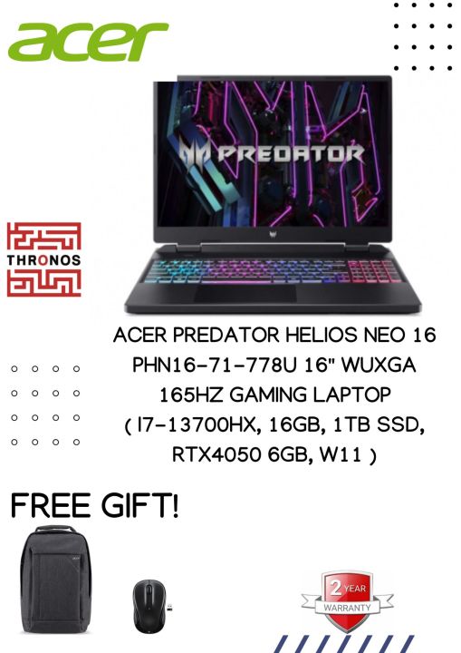 Acer Predator Helios Neo 16 PHN16-71-778U 16" WUXGA 165Hz Gaming Laptop ...