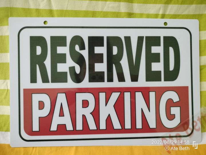 Reserved Parking Signage PVC Plastic (Like ID) 7.8x11 inches. For Gates ...