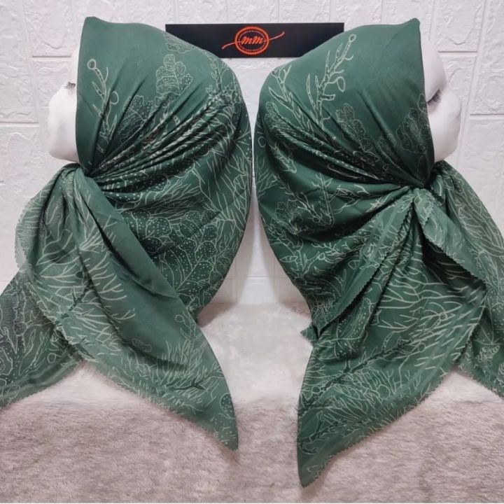 Hijab Segi Empat Voal Motif Bunga Akar Warna Hijau Botol Kerudung Jilbab Murah | Lazada Indonesia