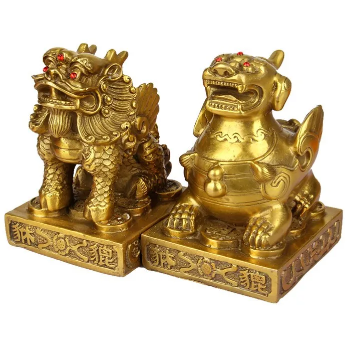 Fengshui Lucky Brass Pi Yao Wealth Guardian Statue, Chinese Fortune ...