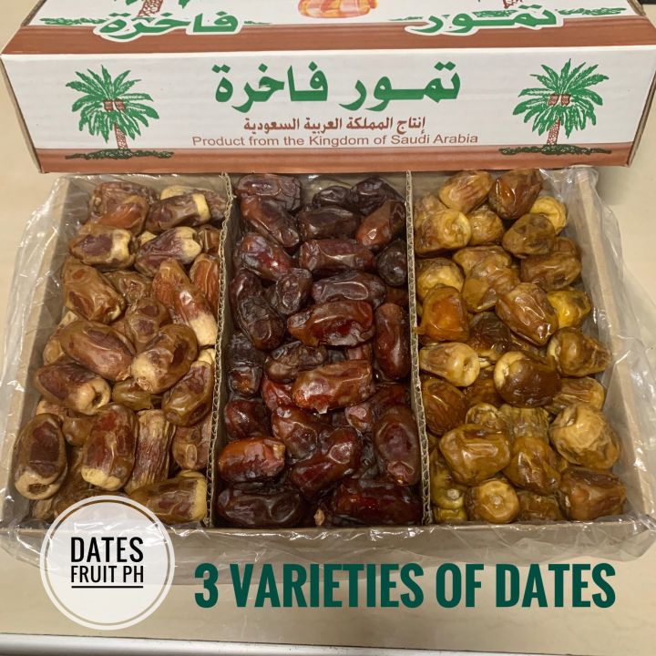 3 varieties of dates fruits in a box- ( 3 kilos ) imported from Saudi ...