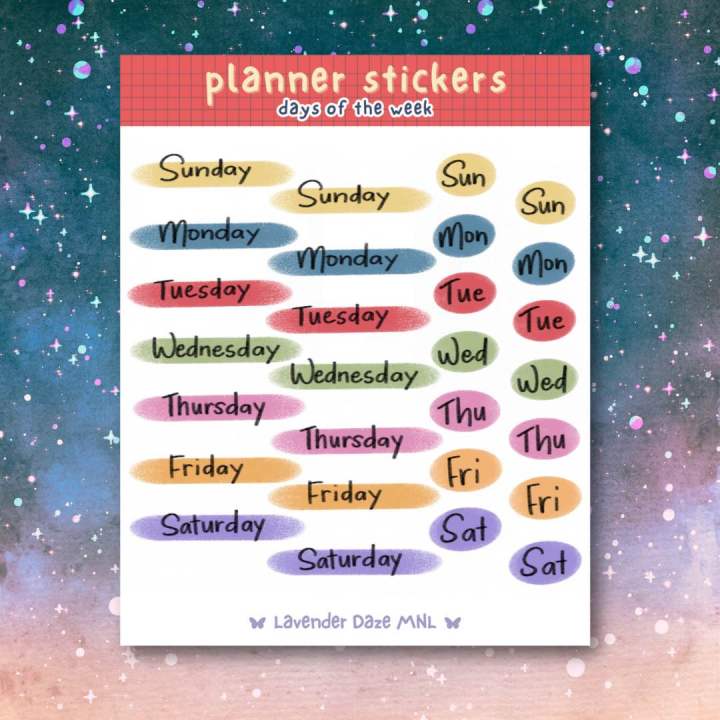 Planner Sticker - Days of the Week | Lazada PH