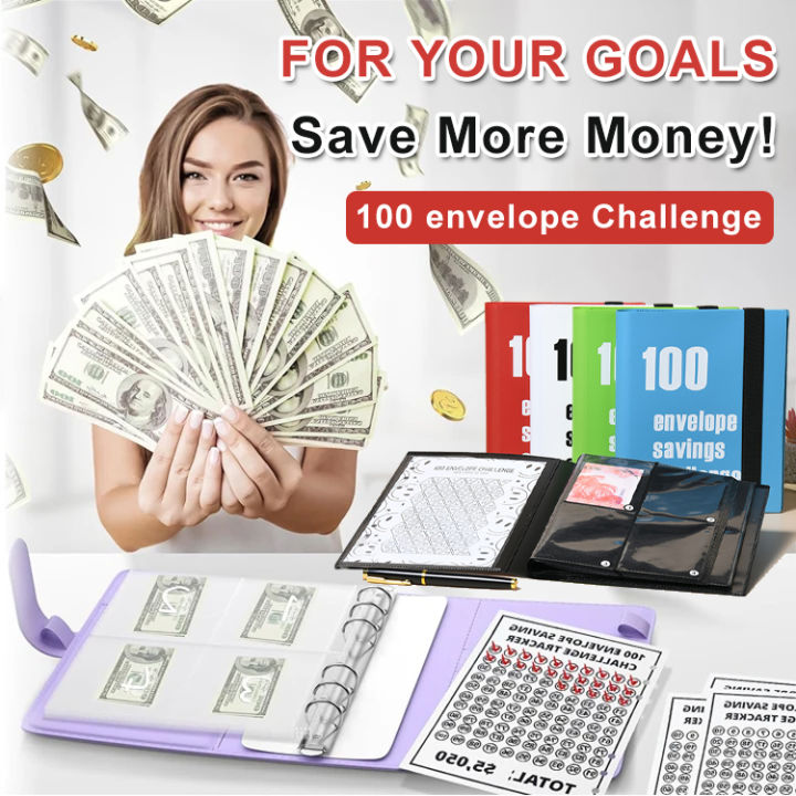 Saving Money Notebook Binder Couple Challenge 100 Days Envelope Savings ...