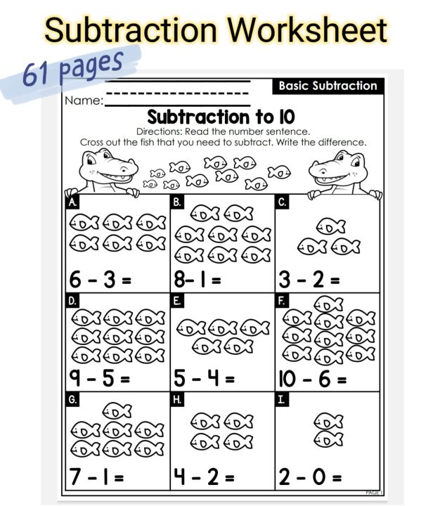 Mathematic Worksheet Preschool Subtraction Basic Worksheet Exercise ...