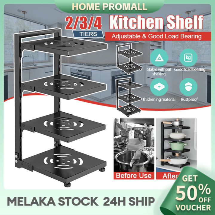 Stainless Steel Pot and Pan Rack Organizer 2-4 Tiers Under Sink Rack ...