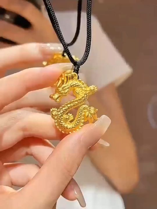 Official Genuine 24 Pure Gold Flying Dragon in the Sky Pendant, Dragon ...