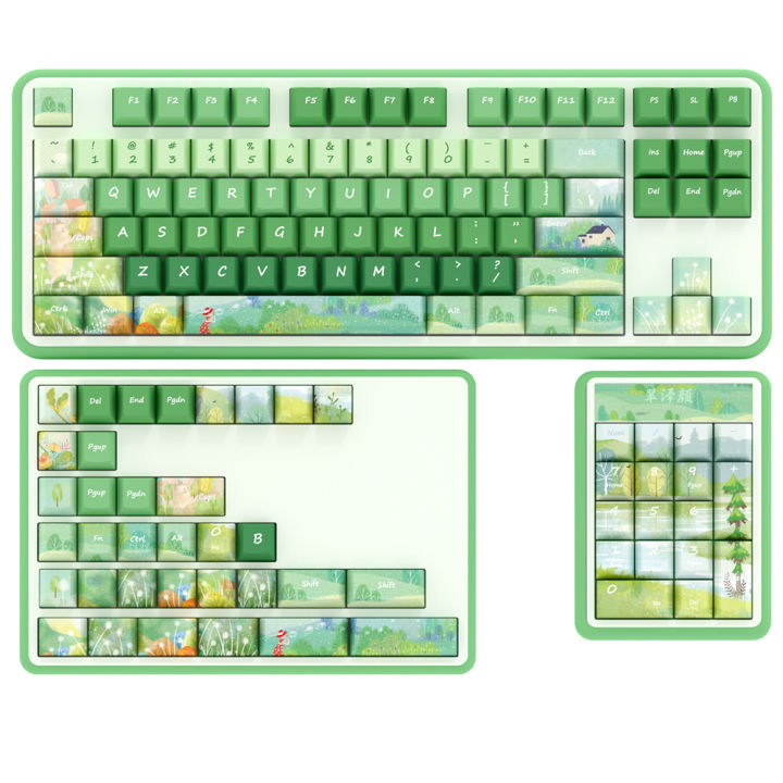 Cui Green Gradient Mechanical Keyboard Keycaps Pbt 68/75/80/81/82/84/98 ...