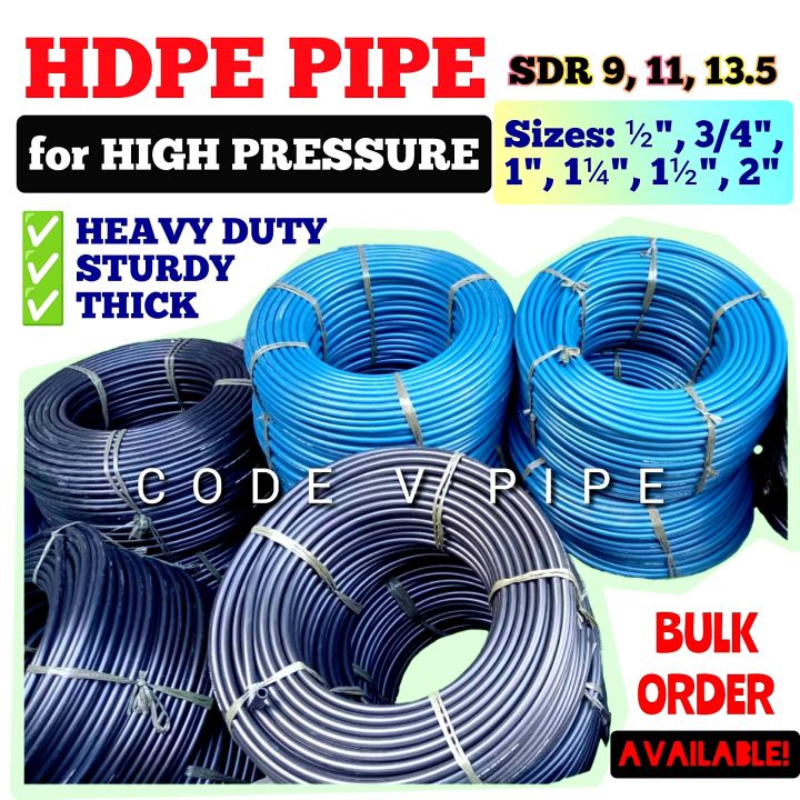 HDPE PIPE 1/2" (20mm) x 50meters SDR-11 for High Pressure Black Waterline Irrigation | Lazada PH