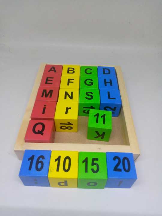 Mainan Edukasi Kayu Kotak Huruf Besar kecil Angka - Mainan Susun Balok ...