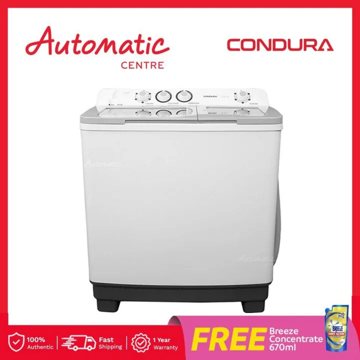 Condura CWM12.0TTGT 12kg Twin Tub Glass Top Design and Spin Dry Washer ...