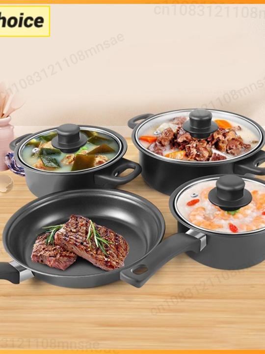 12-Piece Non-Stick Cookware Set Cooking Pot with Lid Milk Pot Maifan ...