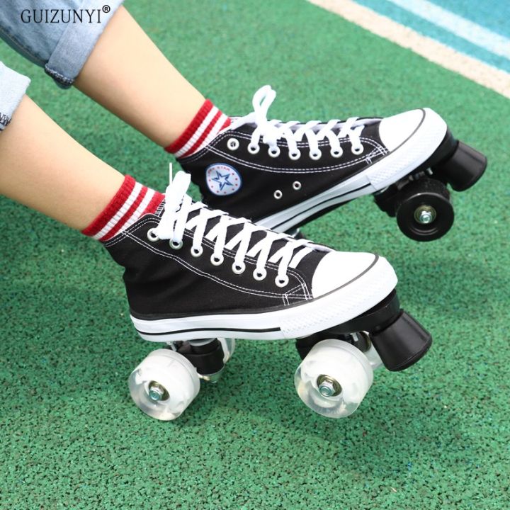 Breathable Canvas Skating Shoes for Adults and Children, Double Row ...