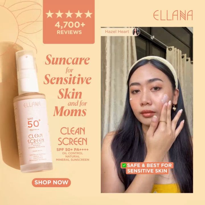 ELLANA Clean Screen SPF 50+ PA++++ Oil Control Tinted Mineral Sunscreen ...