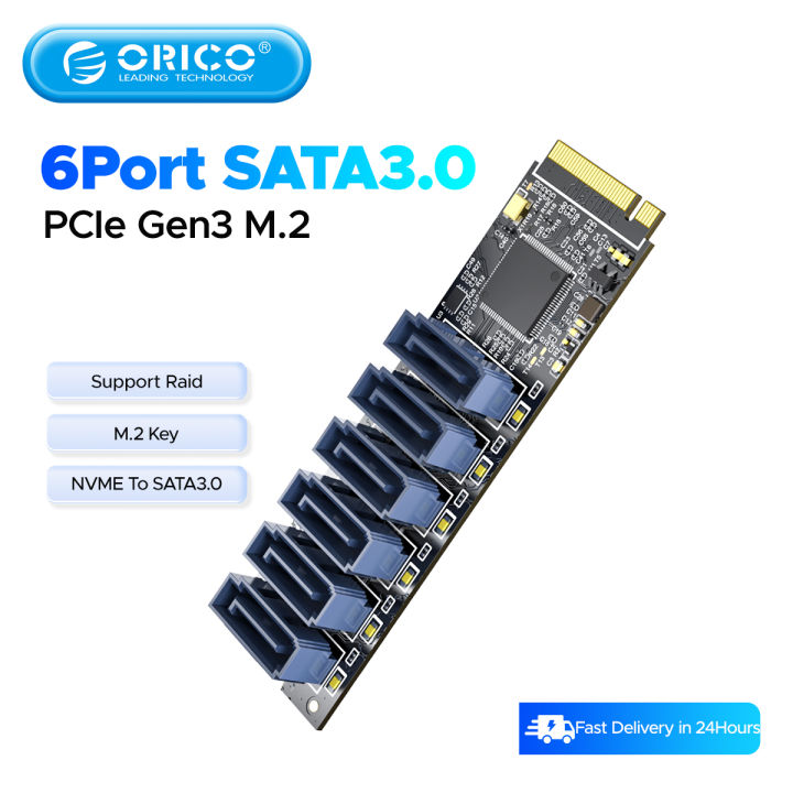 ORICO PCIe Gen3 M.2 M Key to 6 Ports SATA 3.0 Adapter Card NVMe to ...
