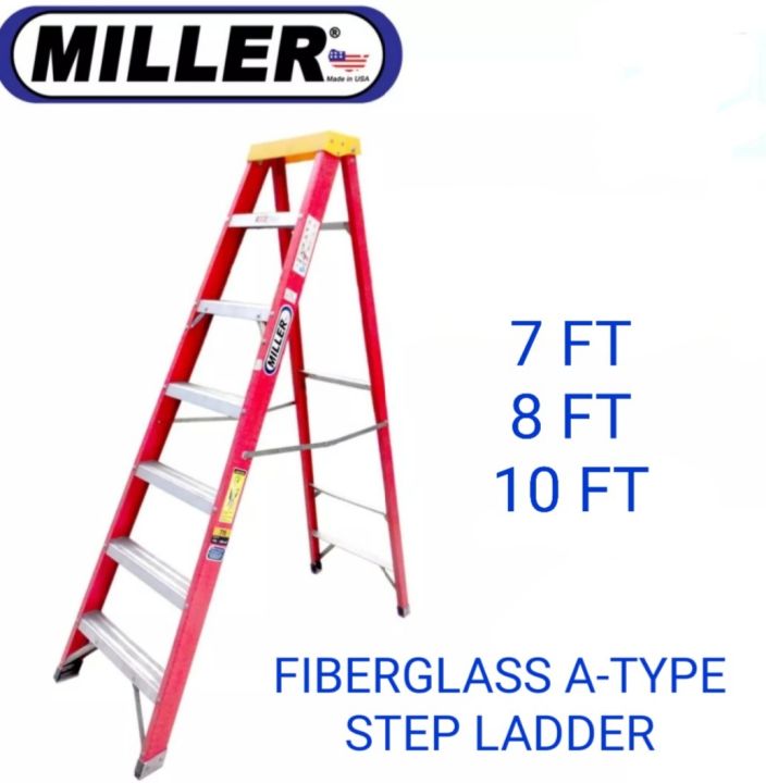 MILLER USA FIBERGLASS A-TYPE STEP LADDER 7FT /8FT/ 10FT | Lazada PH