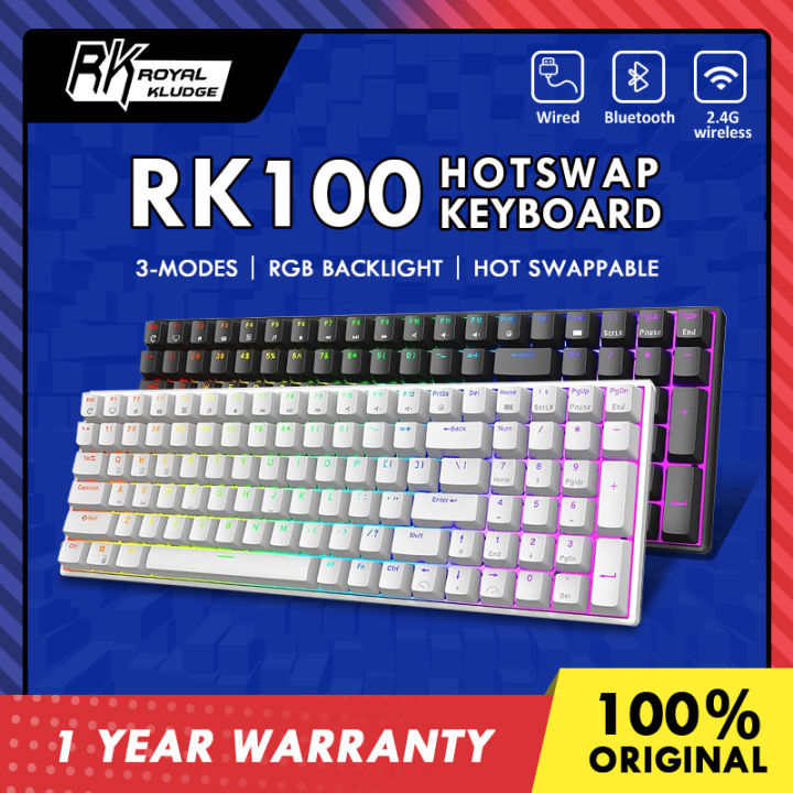 ROYAL KLUDGE RK100 mechanical keyboard gaming Wireless Compact 100Keys ...