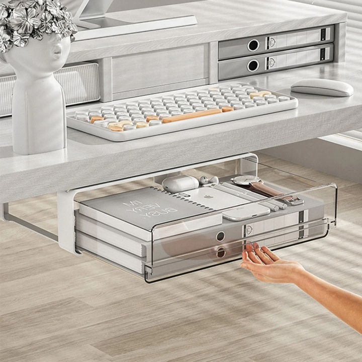 Drawer Storage Box Under Table Hidden Self-Adhesive Drawer Type Storage ...