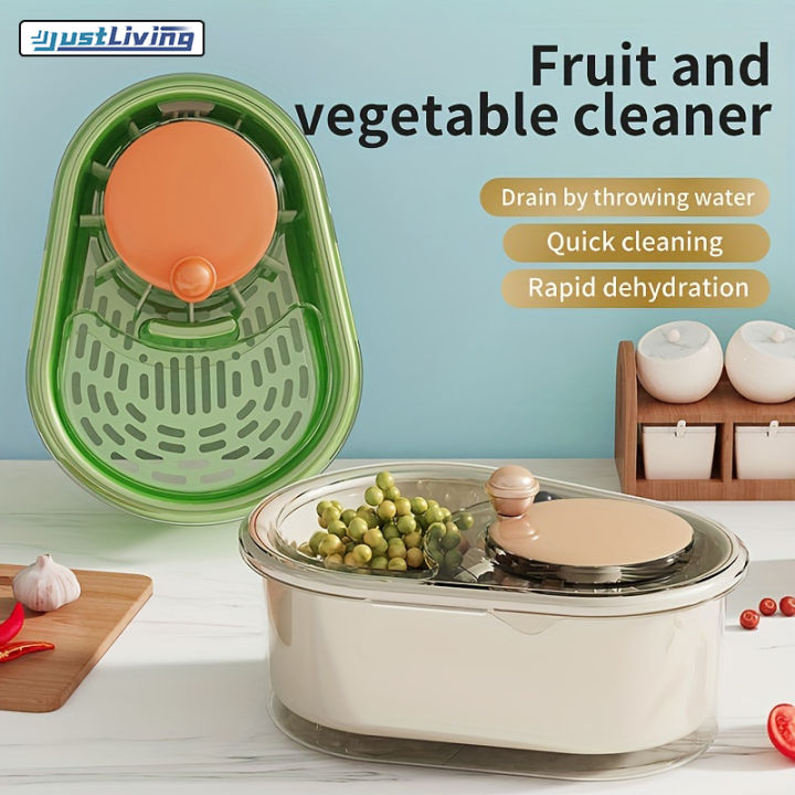 JustLiving Portable Fruit and Vegetable Washing Machine with Full-Sided ...