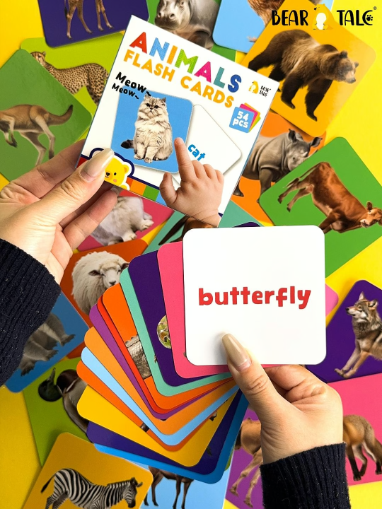 BEAR TALE Early Learning Flash Cards Set Baby Educational Toys Animal ...