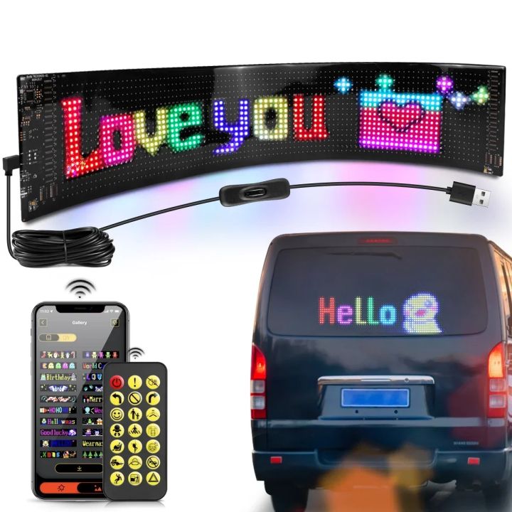 LED Sign Car Scrolling Advertising USB 5V Bluetooth App Control Logo ...