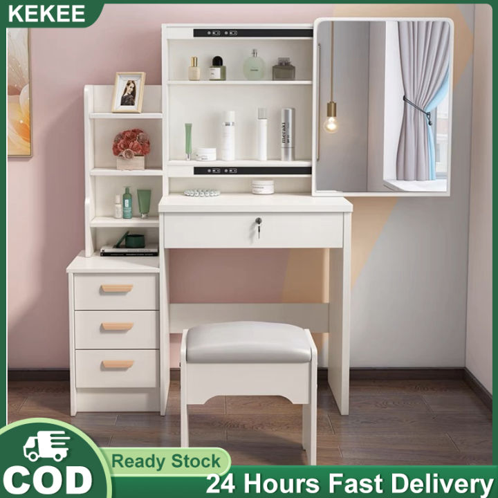 KEKEE Dressing Table With Mirror LED Makeup Comestic Tables Meja Solek ...