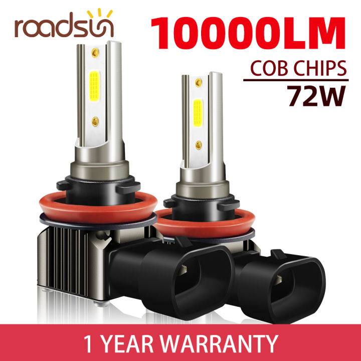 Roadsun LED H11ไฟหน้า H1 H4 H7 9006 HB4 9005 HB3 6000K 10000LM Auto ...