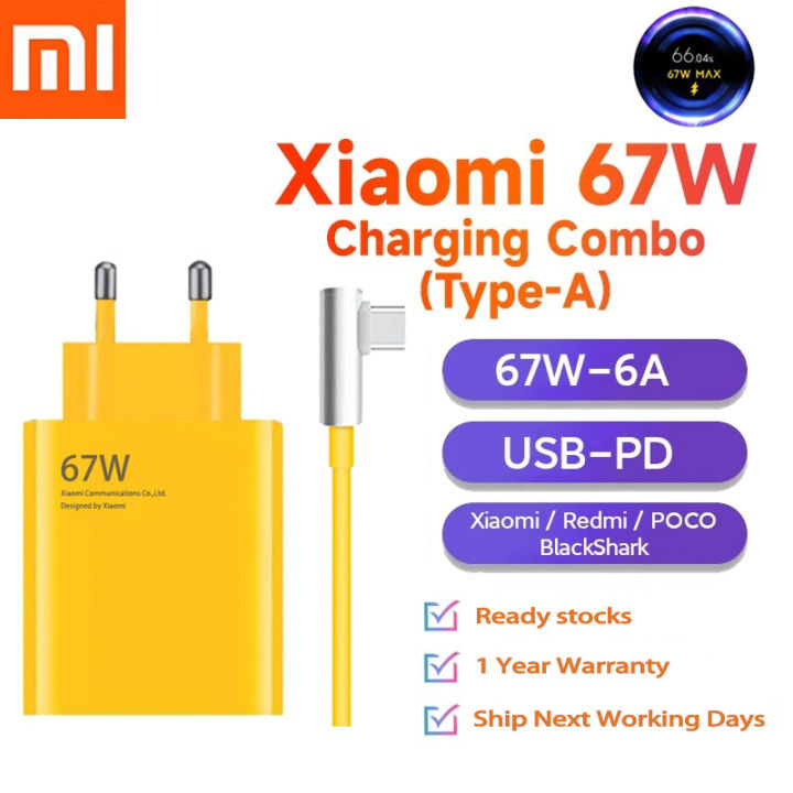 Original Xiaomi 67W Turbo Charger Adapter With 6A 120W 90 Degree Elbow ...