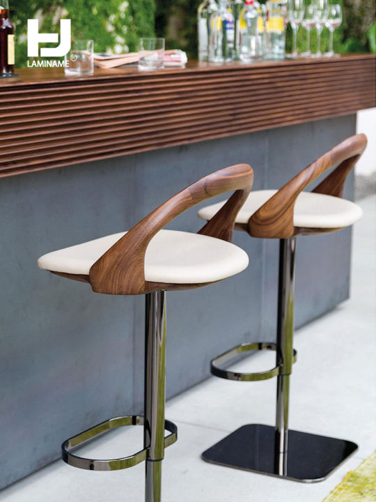 Modern Simple Italian Minimalist Genuine Leather Bar Chair Home Use ...