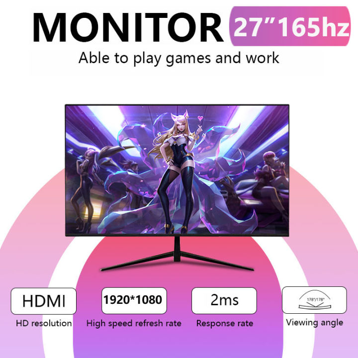 Monitor PC 27Inch Plat Computer monitor 1080P 165HZ With HDMI Lcd ...