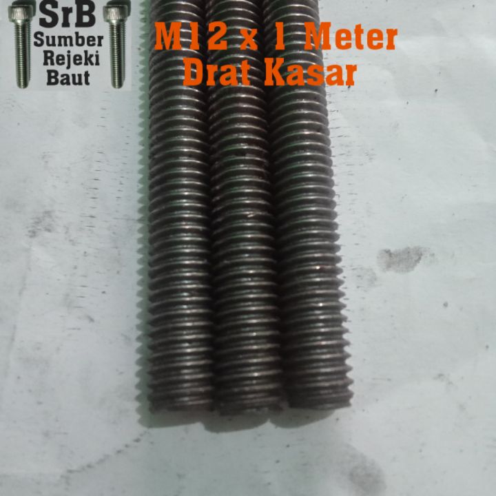 As Drat M12 Panjang 1 Meter(Drat Kasar) Baut Long Full Drat | Lazada Indonesia