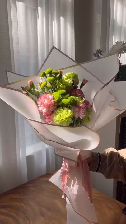 [5 Lembar] Kertas Flower Wrapping - Flower Wrap Paper Cellophane Gold ...