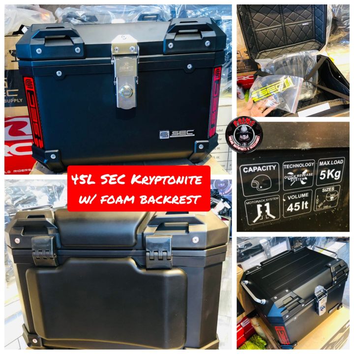 45L SEC Kryptonite hard plastic alloy look box with backrest, leather ...