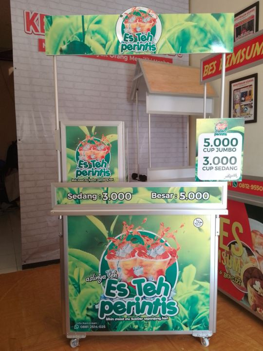 PRE ORDER Booth Meja Lipat Gerobak Lipat Es Teh dilengkapi Roda dan ...
