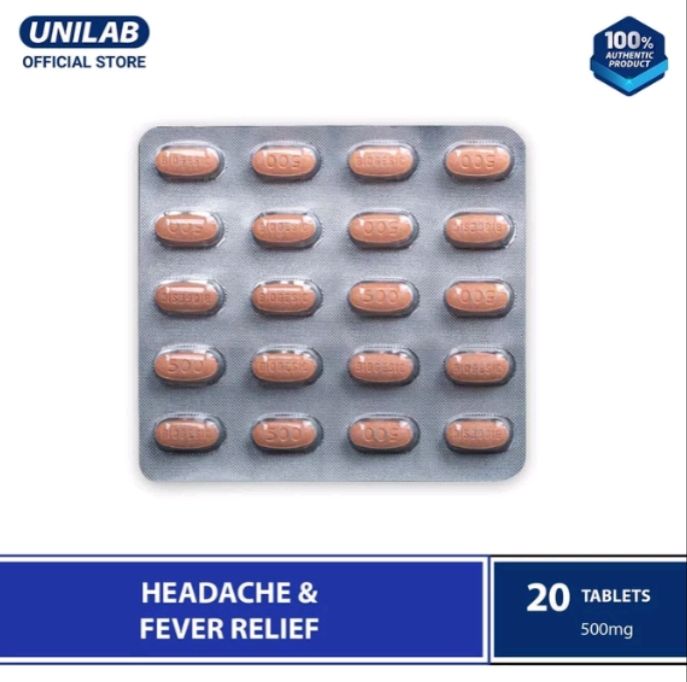Unilab Biogesic 20 Tablets-500mg Paracetamol for Quick Relief of ...