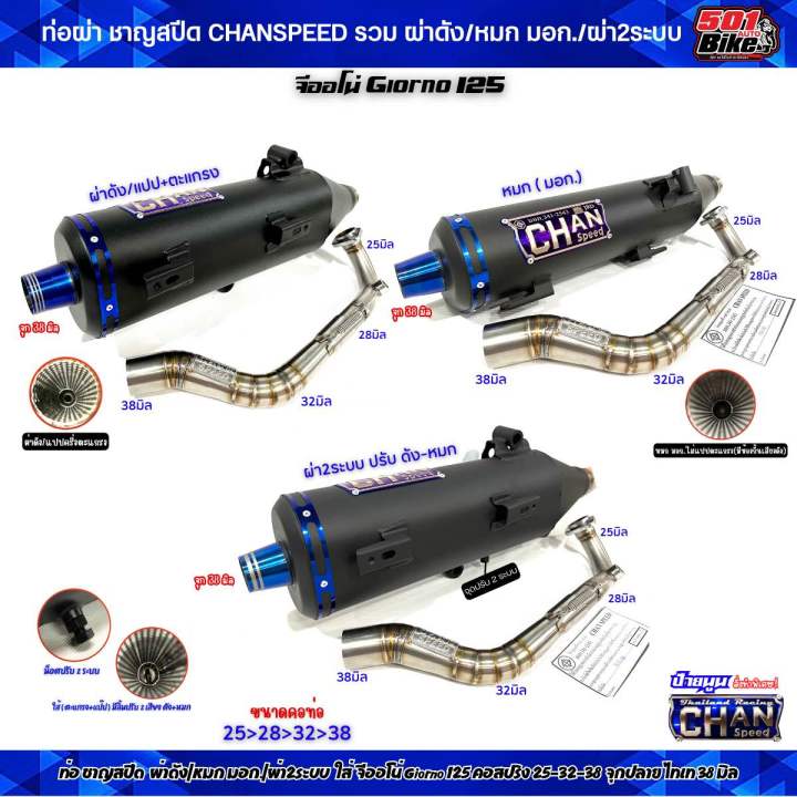 ท่อผ่า ชาญสปีด CHAN SPEED จีออโน่ Giorno 125 ผ่าหมก มอก./ผ่าดัง แป๊ป ...