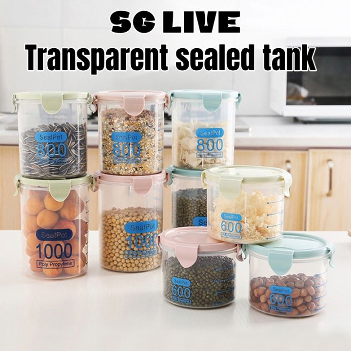 【SG Stock】Plastic Transparent Sealed Containers Kitchen Food Cereal ...