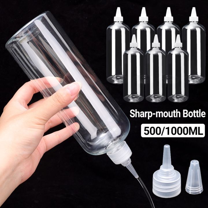500/1000ml Transparent Squeeze Bottle Sharp Mouth Bottles Small Empty ...