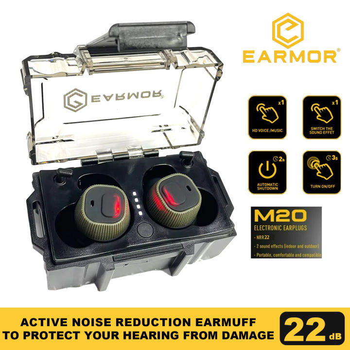 EARMOR M20 Electronic Earplugs Shooting Range Hunting Hearing ear ...