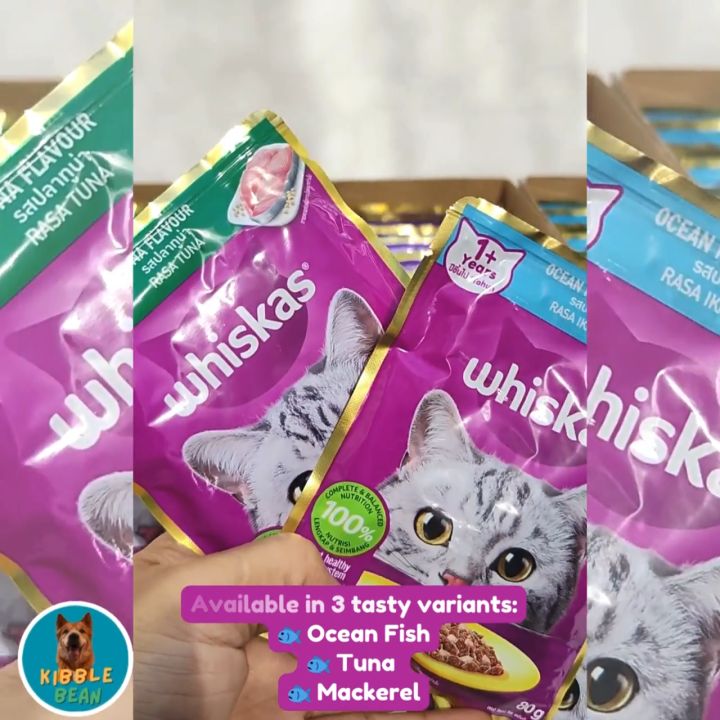 Whiskas in Pouch Ocean Fish, Chicken and Tuna Flavour Loaf (80G ...