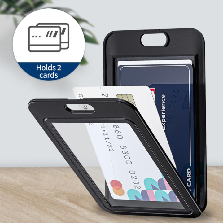 Vertical Card Holder Double Sided Transparent Hard Plastic Card ...