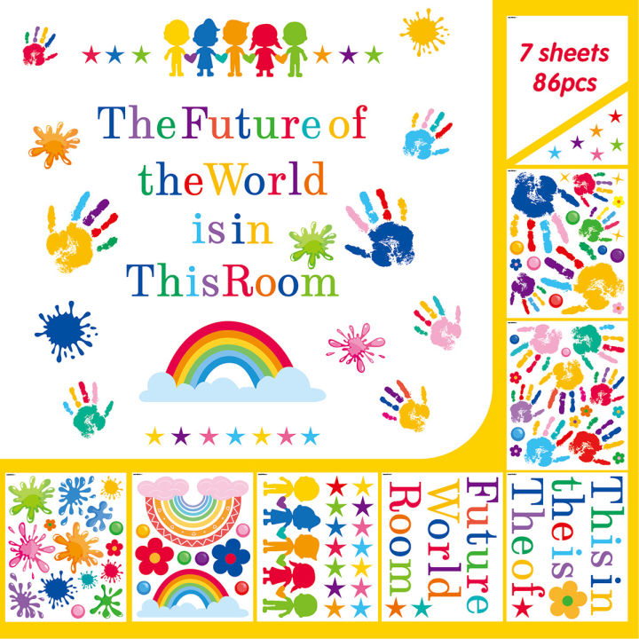 Decalmile Wall Decals Inspirational Quotes Colorful Hand Prints Wall ... Decalmile Wall Decals Inspirational Quotes Colorful Hand Prints Wall ...